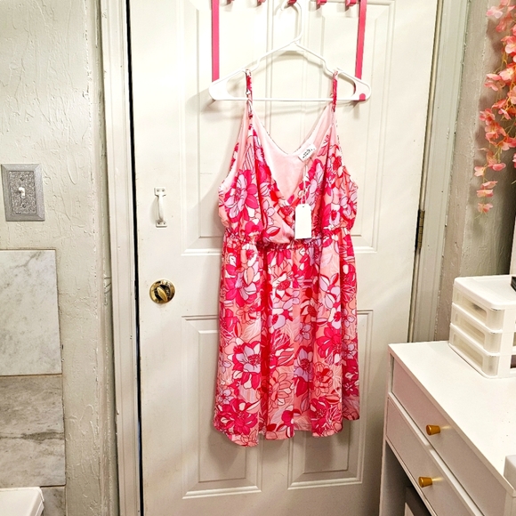Emily Wonder | Dresses | New With Tags Size Xl Pink Floral Sun Dress By ...